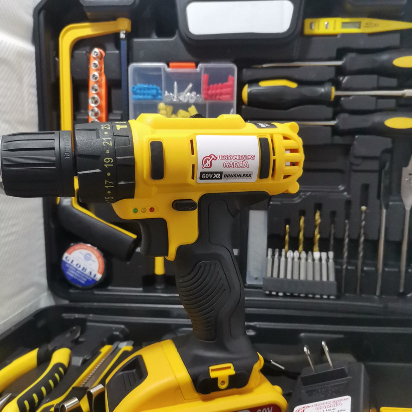 TALADRO INALAMBRICO DE 60 VOLTIOS CON 58 ACCESORIOS – Herramientas ...